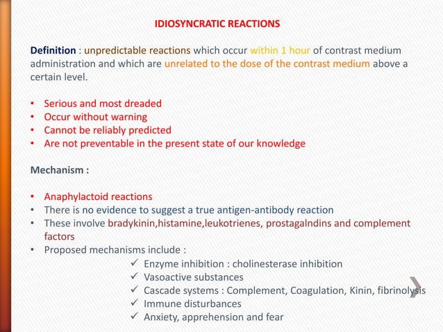 Contrast reactions | PPTX | First Aid | Injuries