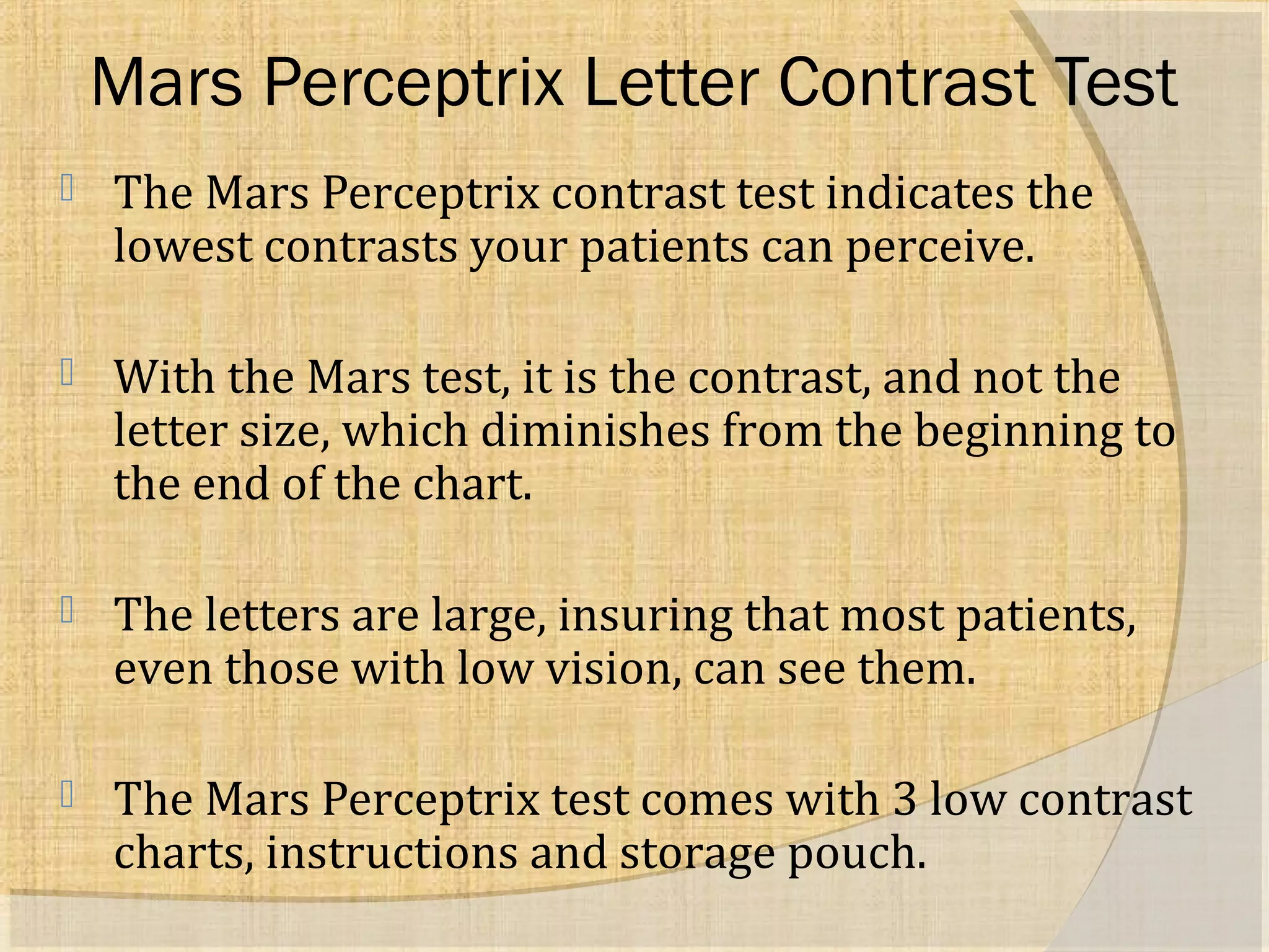 Contrast sensitivity 2 charts | PPT