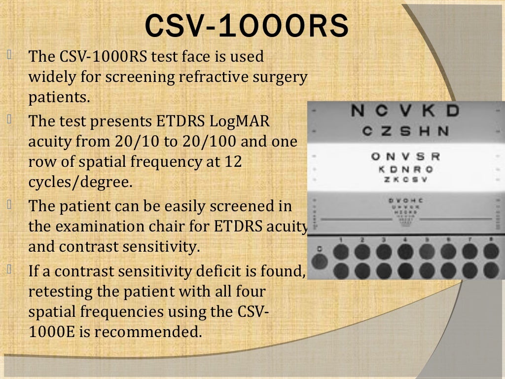 Contrast sensitivity 2 charts