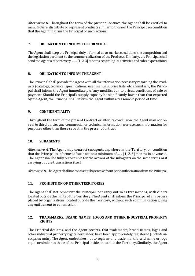 Contrato de Agente Comercial en Ingles – Commercial Agency Contract