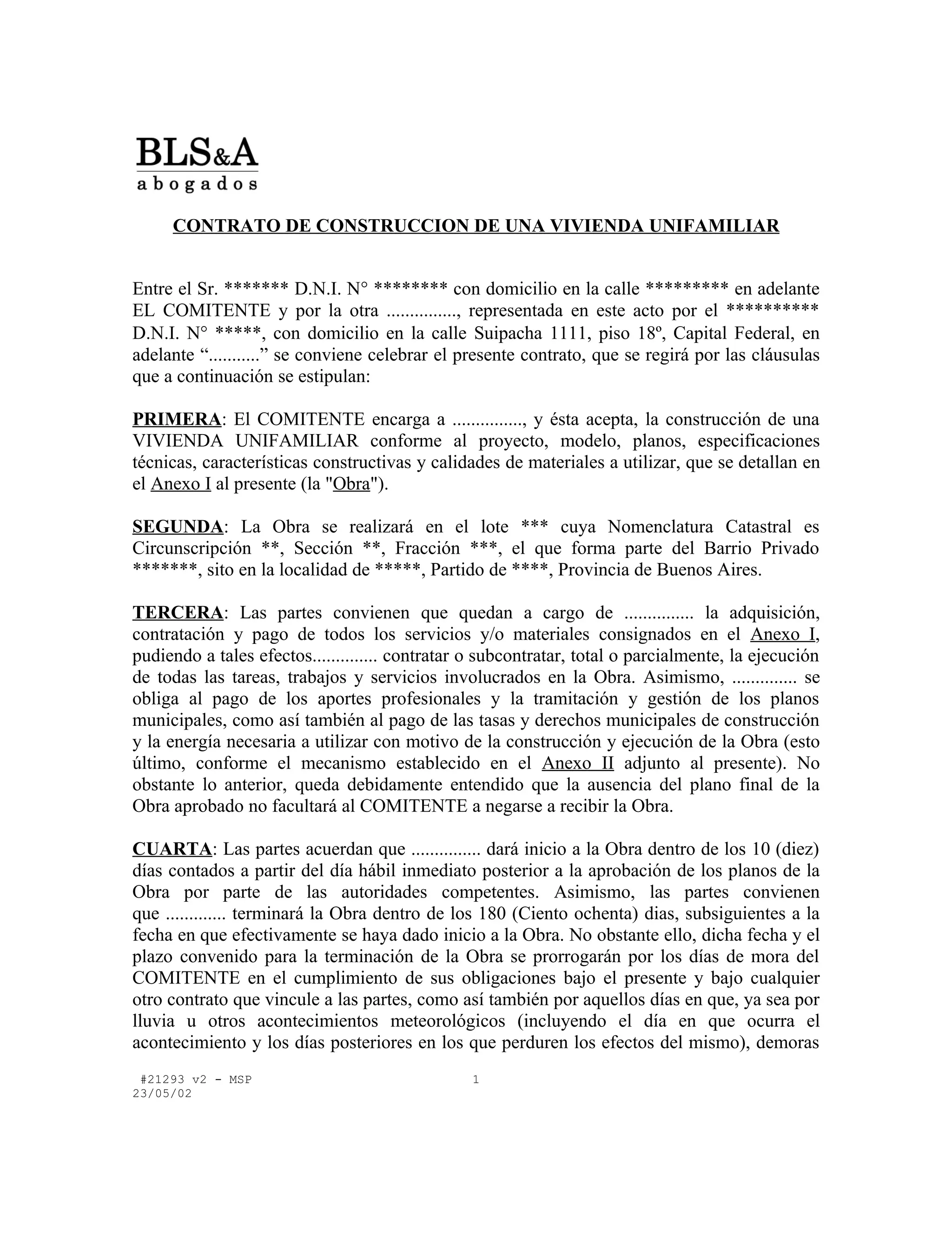 Contrato construccion llave_en_mano | DOC