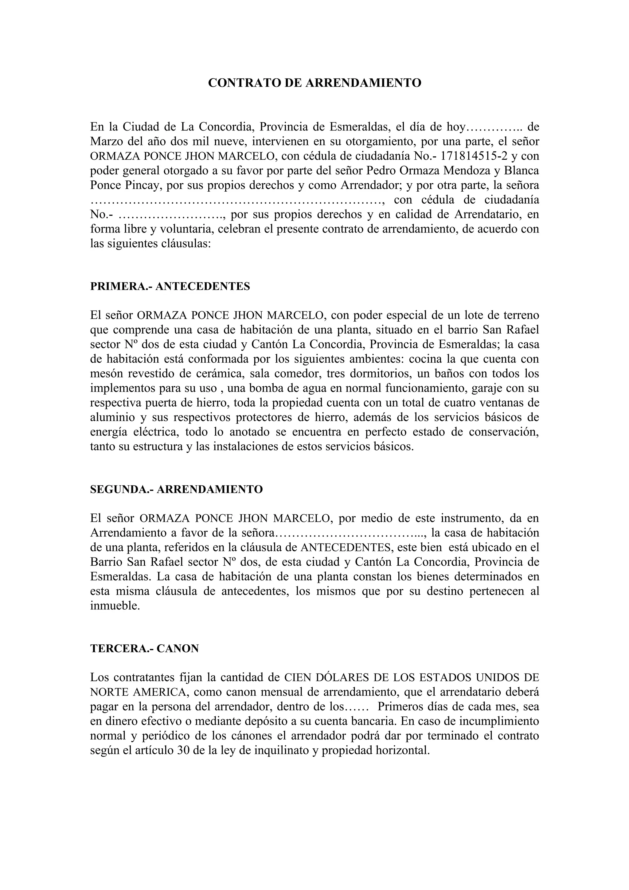 Contrato De Arriendo Pdf