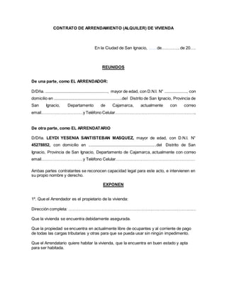 Contrato De Arrendamiento Casa Habitacion Docx