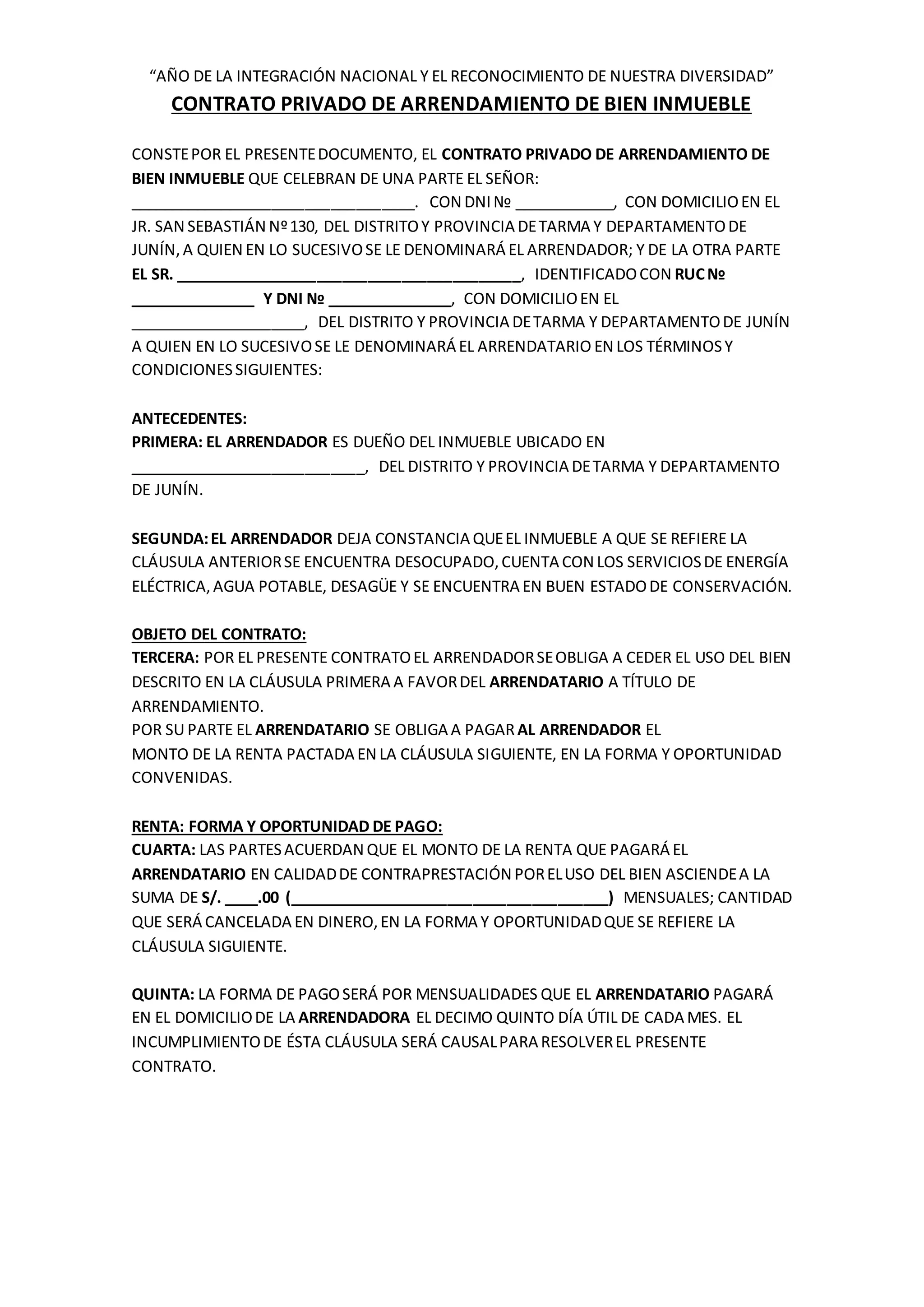 Contrato de arriendo | PDF