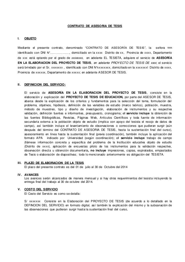 Contrato de asesoria de tesis Contrato de asesoria de tesis