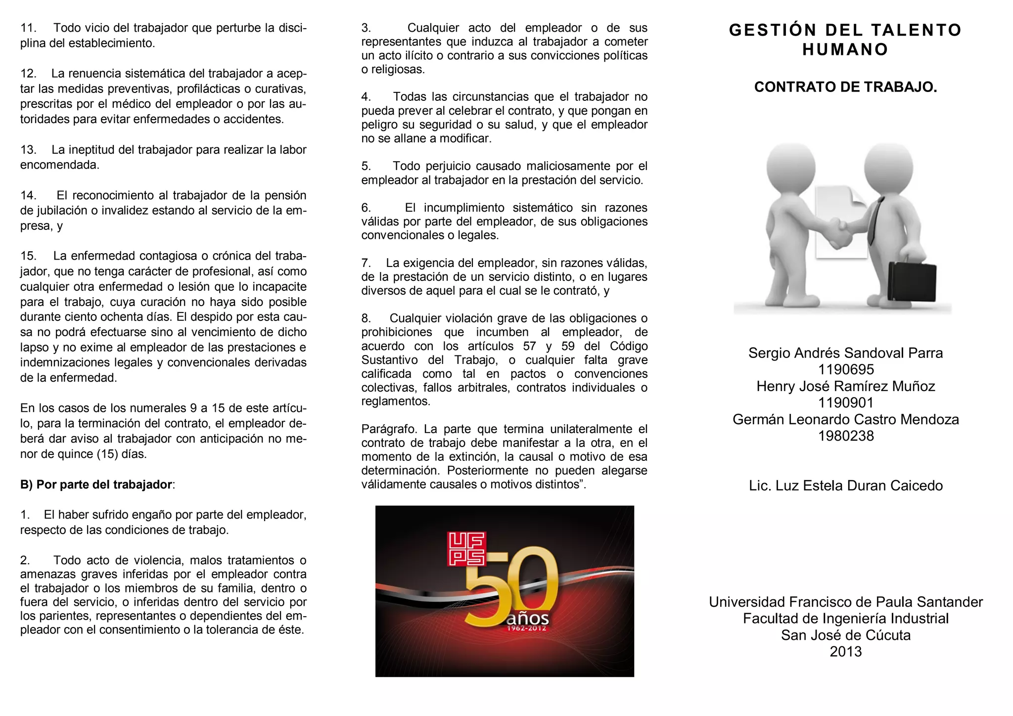 Contrato de Trabajo - Folleto | PDF