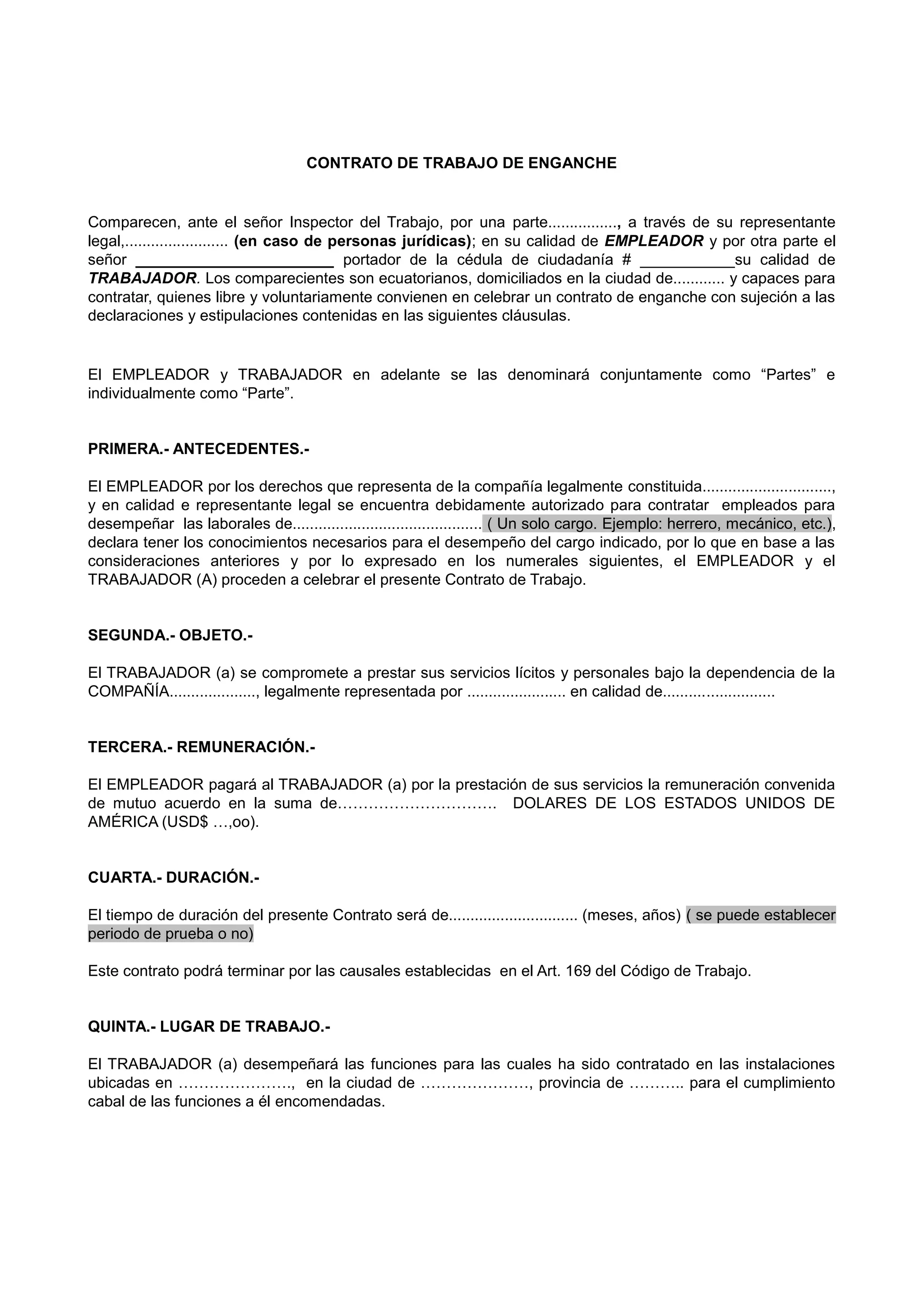 Contrato de trabajo a destajo | PDF