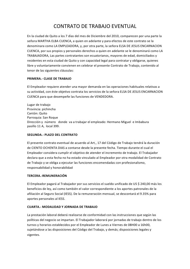 Contrato De Trabajo Eventual