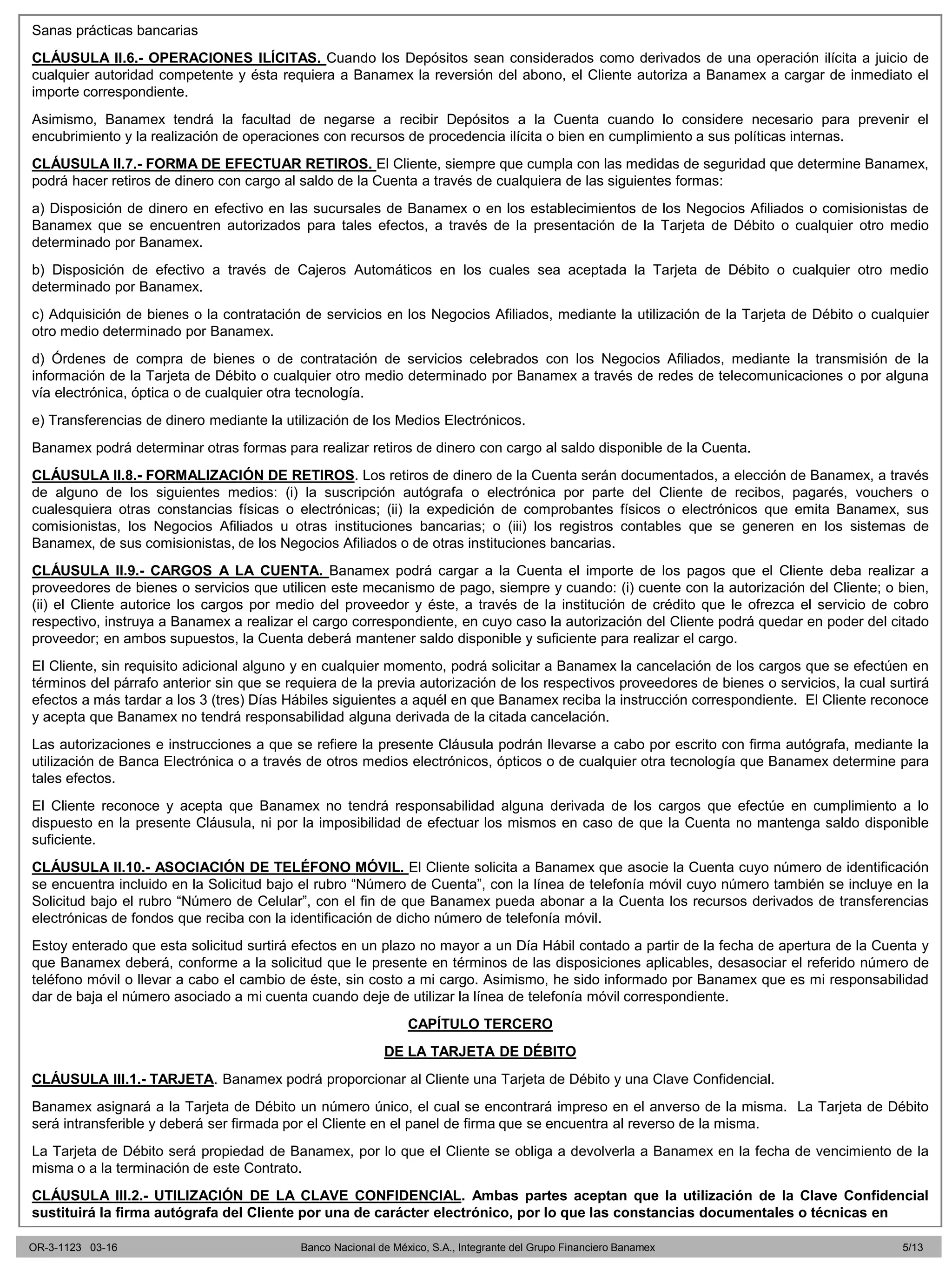 Contrato transfer banamex | PDF