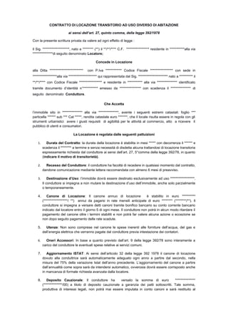 Facsimile Contratto locazione commerciale transitorio | PDF