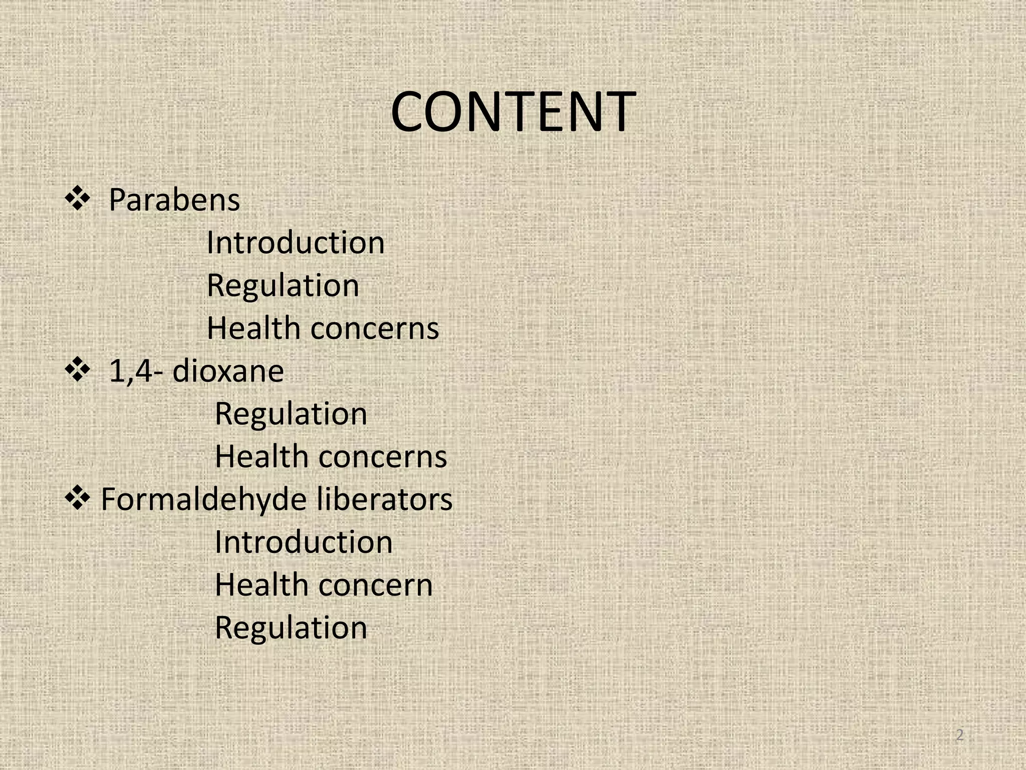 Contraversal ingredients used in cosmetics m pharm | PPTX