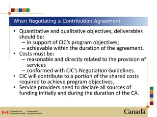 Contribution agreement cic presentation oct 2012 english | PPTX