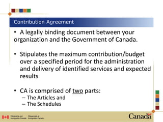 Contribution agreement cic presentation oct 2012 english | PPTX