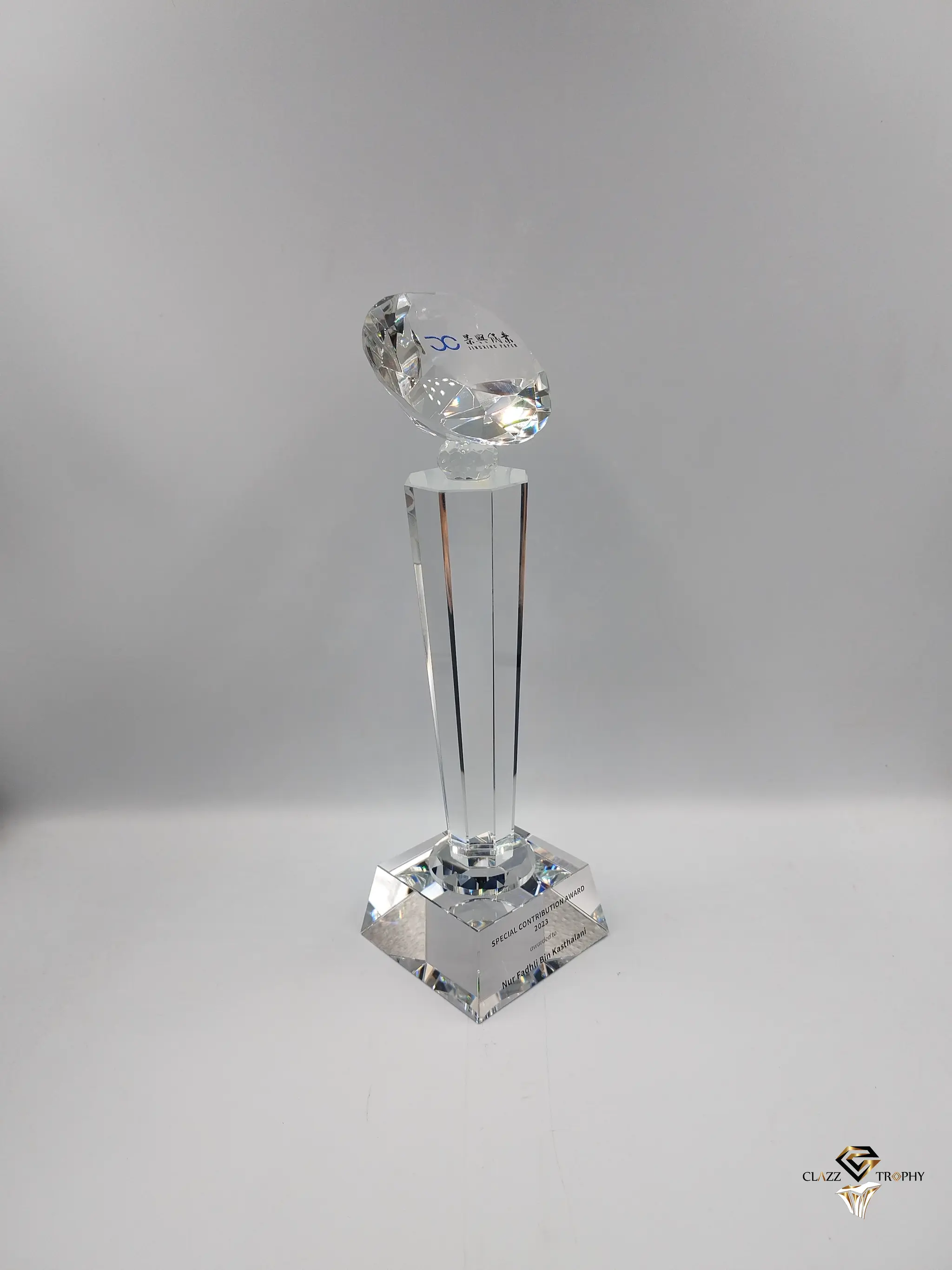 Contribution Award Crystal Diamond Trophy made by Clazz Trophy Malaysia | #1 Reliable Trophy ...
