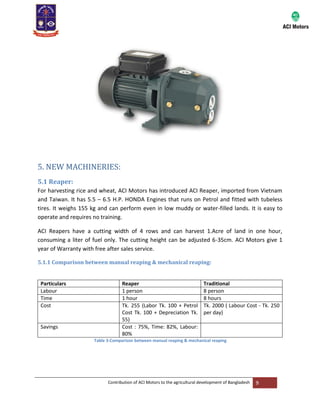Contribution of ACI Motors to the agricultural development of ...