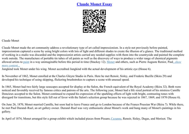 Contribution Of Claude Monet | PDF | Painting | Arts and Crafts