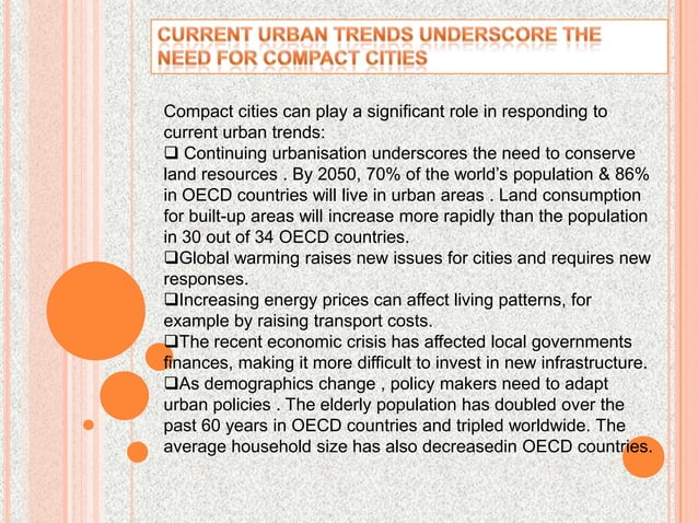 Contribution of compact city to urban sustainability | PPTX
