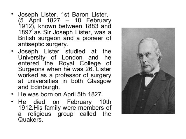 Joseph Lister Facts Summary Biography Discoveries