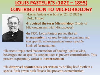 Key Contribution of Louis Pasteur and Robert Koch to Microbiology | PPTX