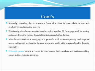 Contribution of microfinance and women empowerment | PPT