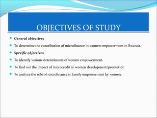 Contribution of microfinance and women empowerment | PPT