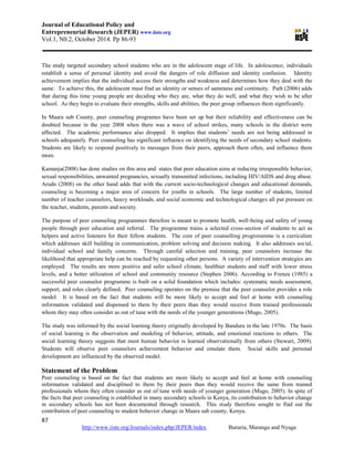 Contribution of peer counseling to student behavior change in | PDF