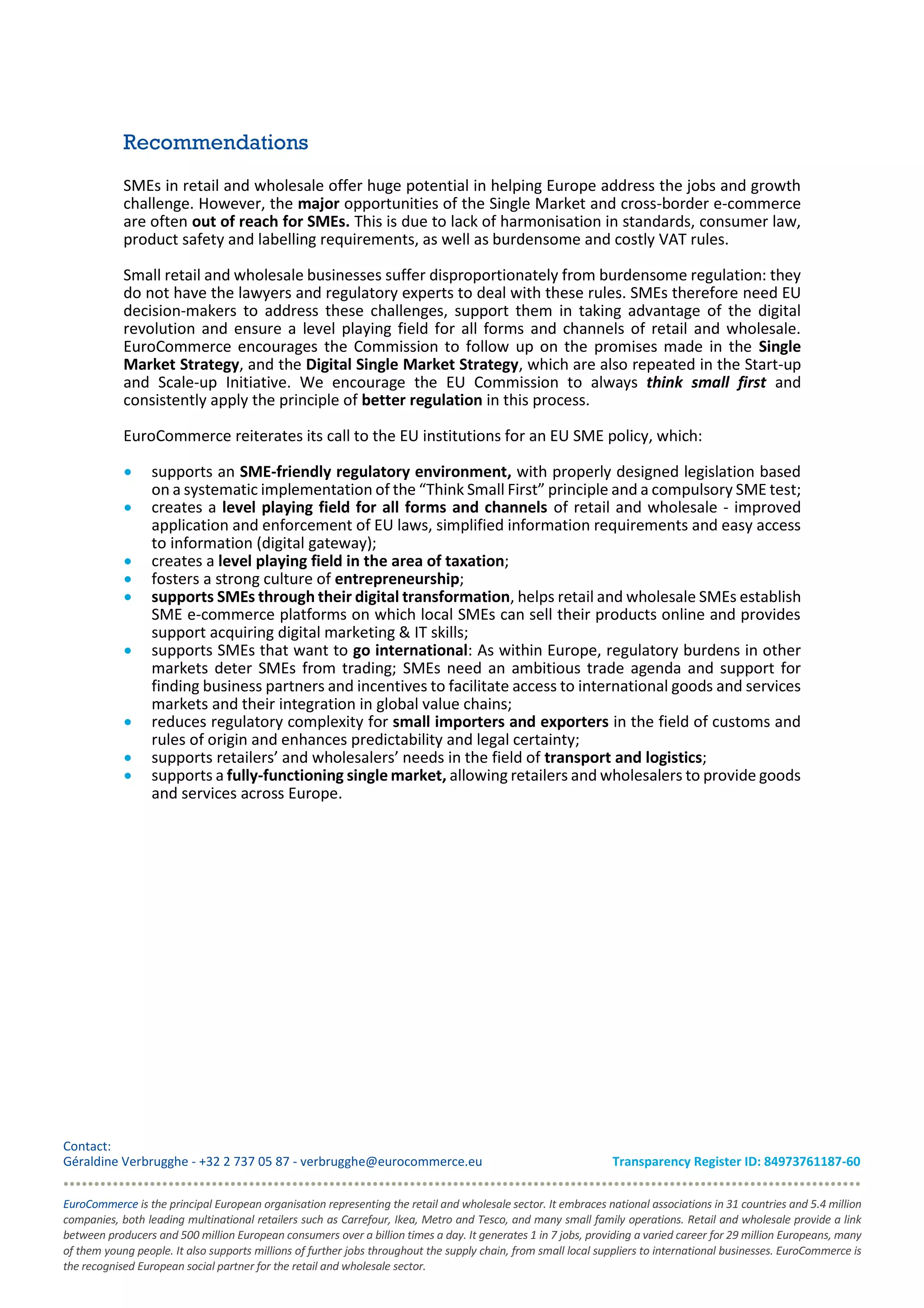 Contribution of Retail SMEs | PDF