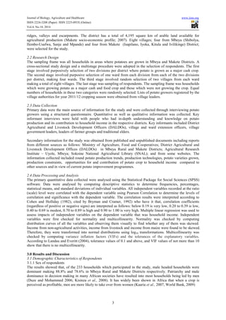 Contribution of round potato production to household income in mbeya ...