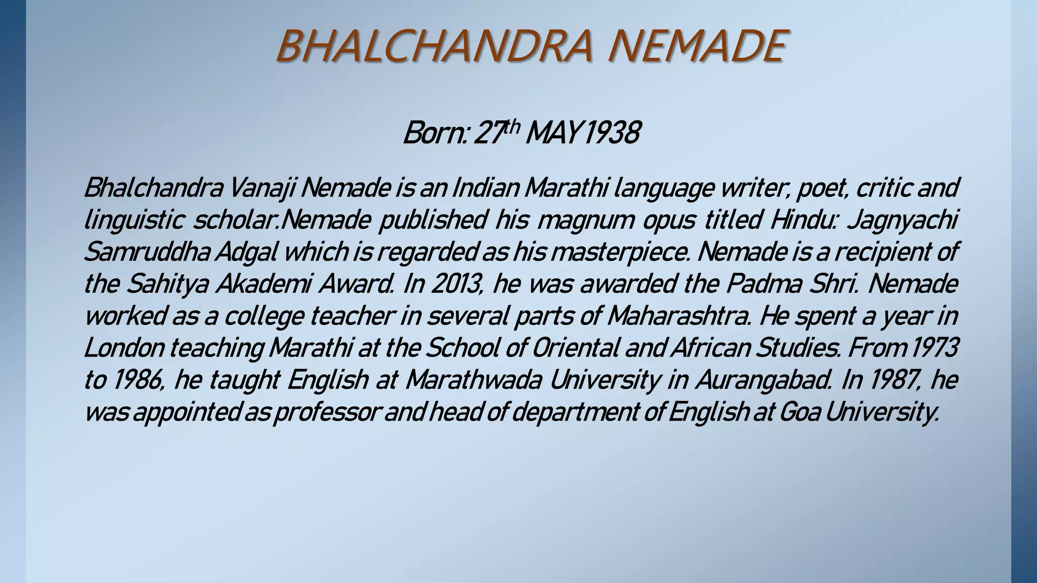 Contribution of writers Of Maharashtra to English Literature | PPTX