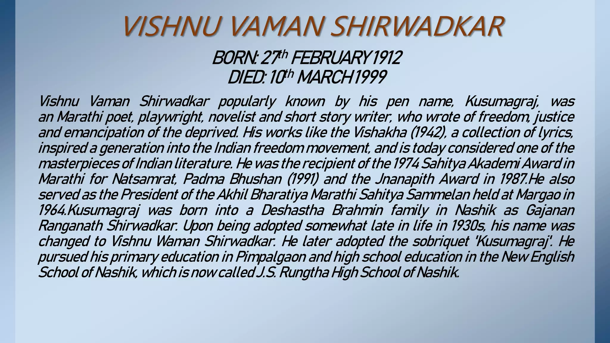 Contribution of writers Of Maharashtra to English Literature | PPTX