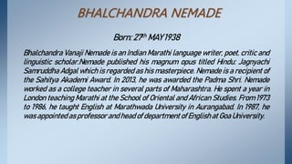 Contribution of writers Of Maharashtra to English Literature | PPTX