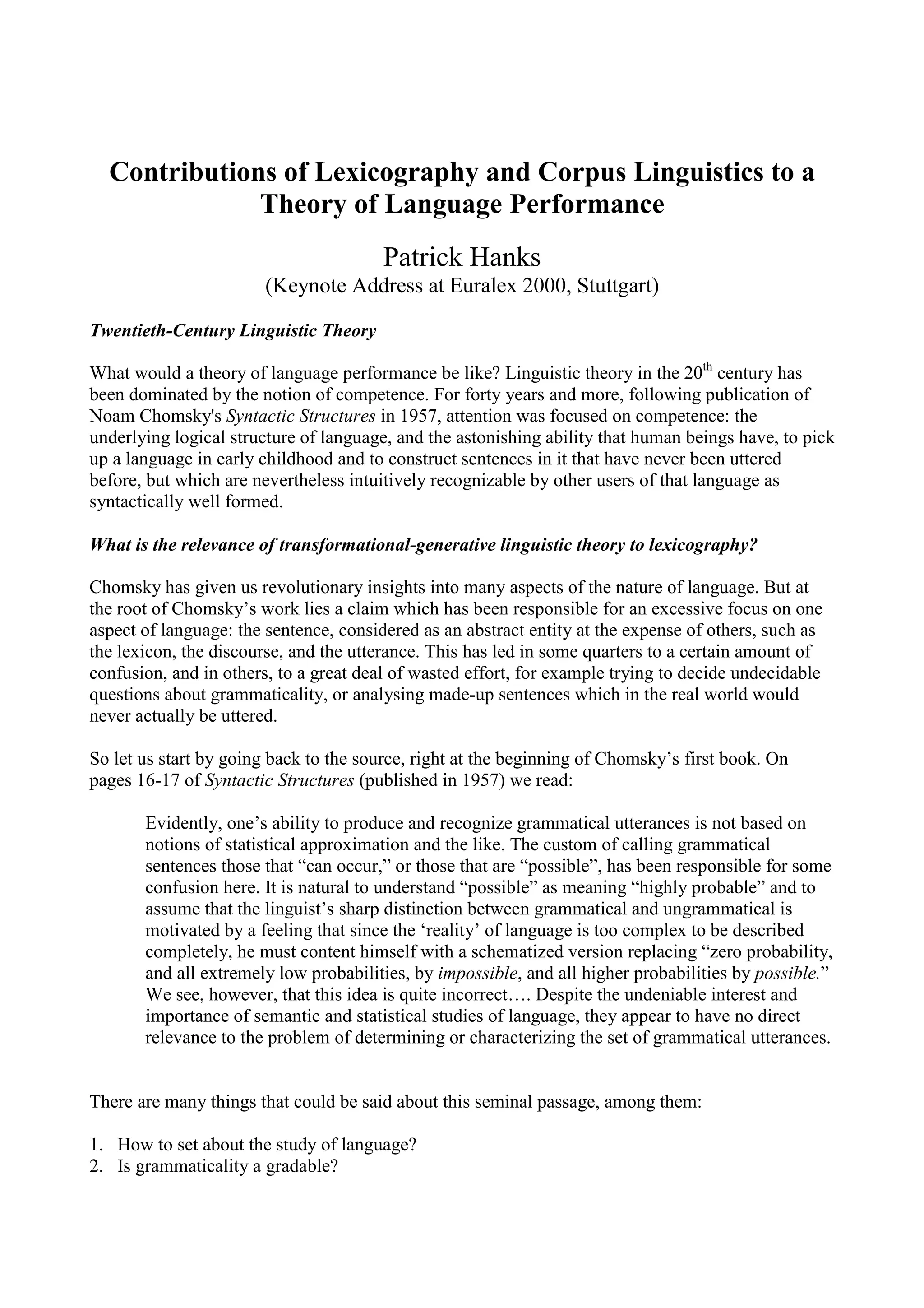 contributions of lexicography and corpus linguistics to a theory of ...