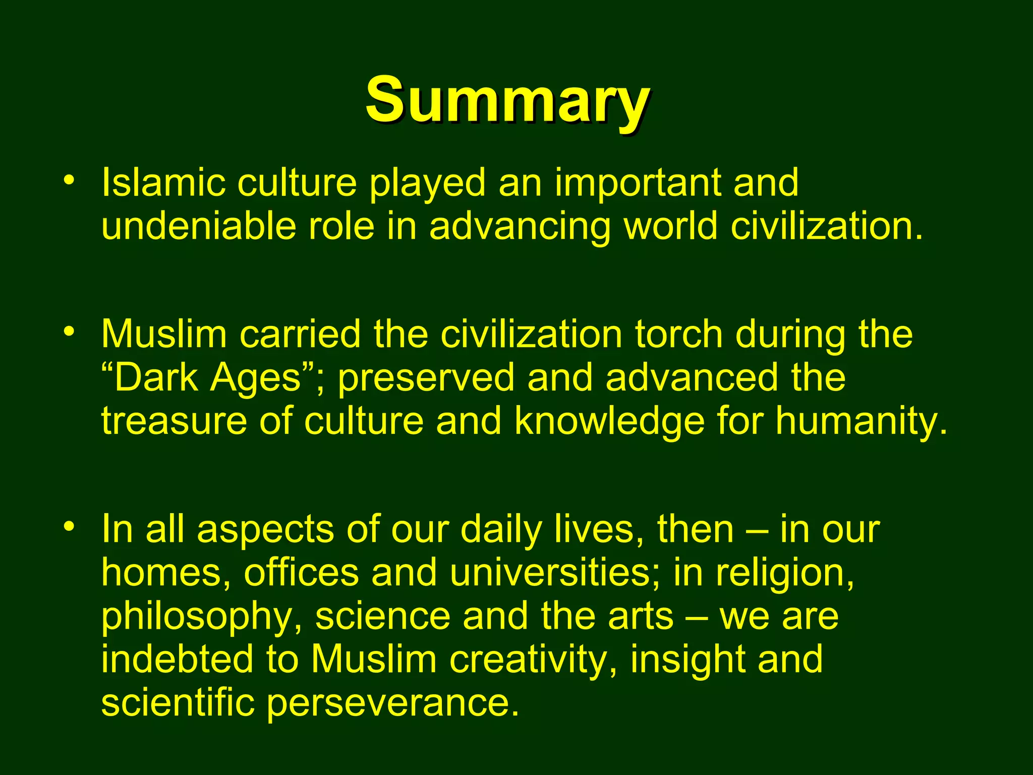 Contributions of islam to civilization | PPS