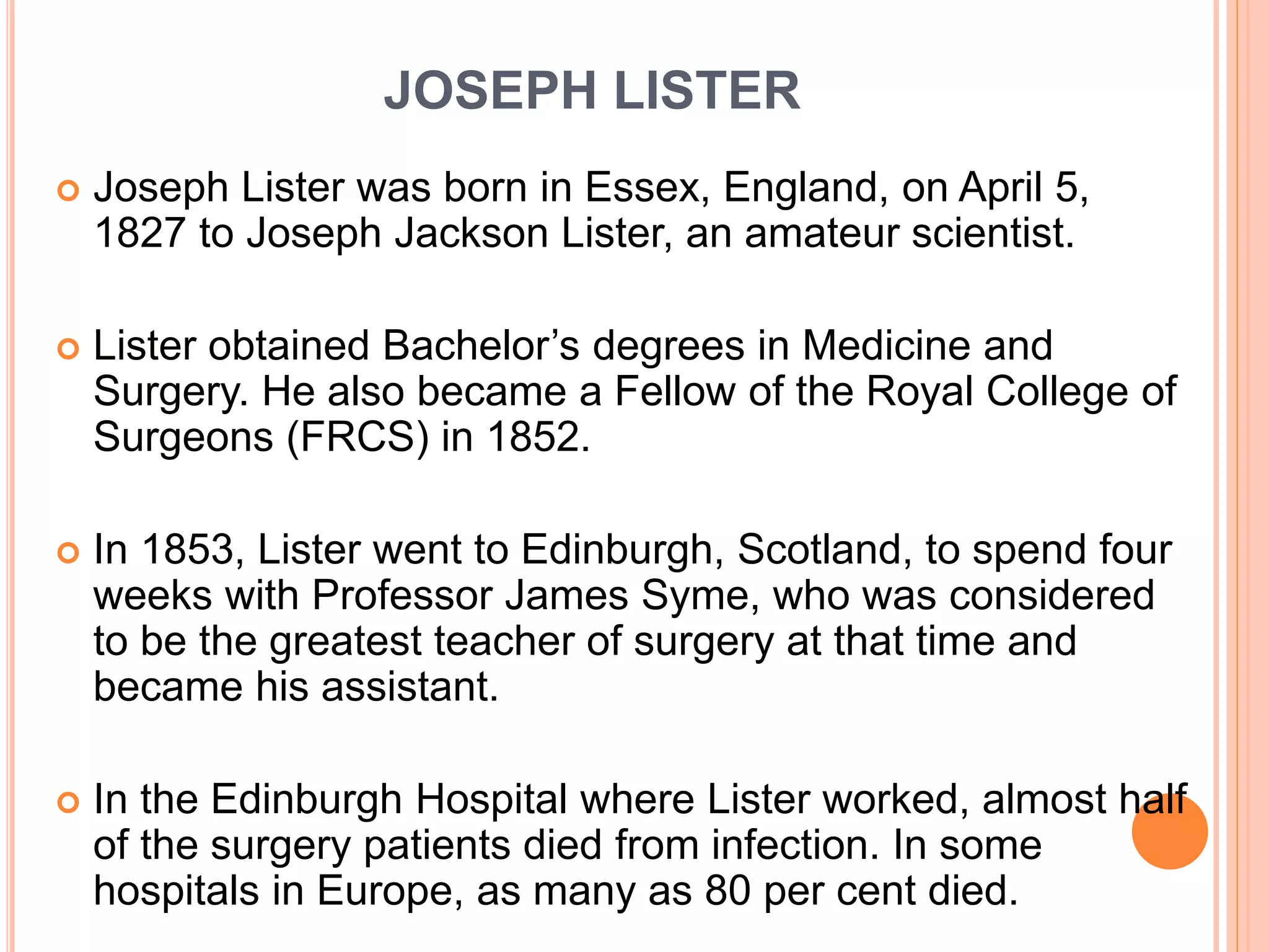 Contributions of Edward jenner, Robert koch and Joseph Lister | PPTX