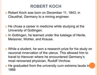 Contributions of Edward jenner, Robert koch and Joseph Lister | PPTX