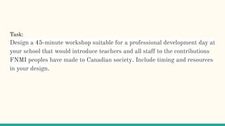 Contributions of First Nations in Canada workshop | PDF