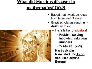 Contributions of muslims geography, math, medicine .pptx