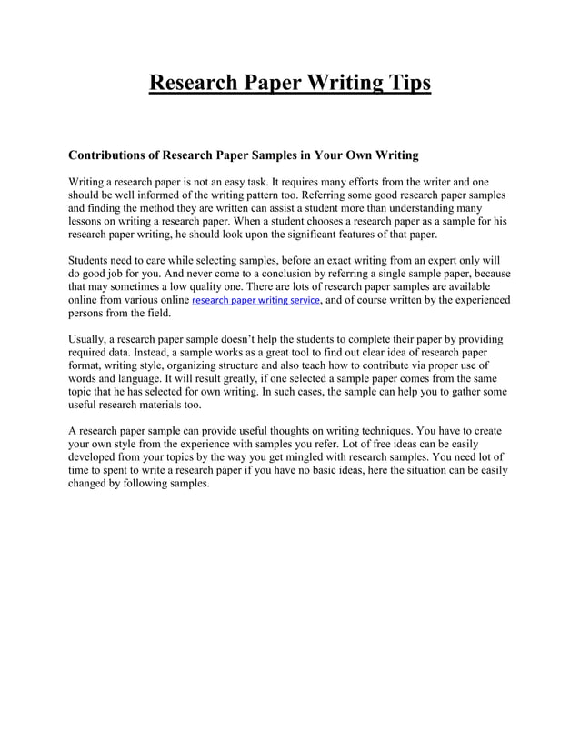 Research Paper Writing Tips | PDF