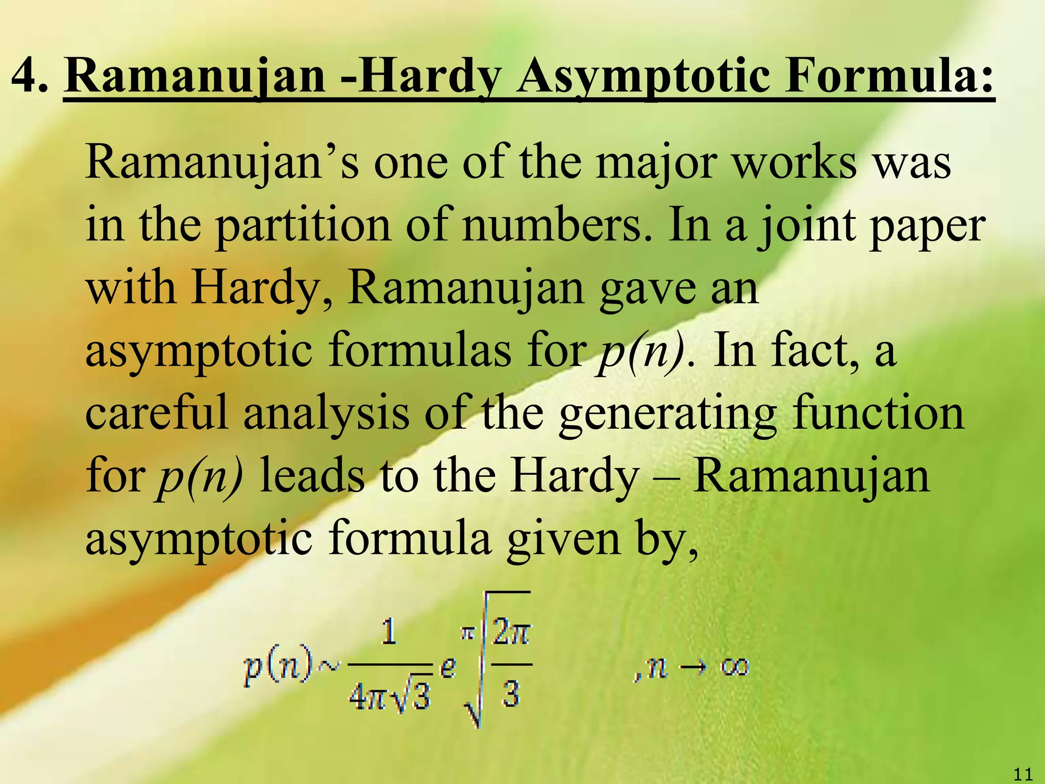 Contributions of Sreenivasa Ramanujan | PPTX