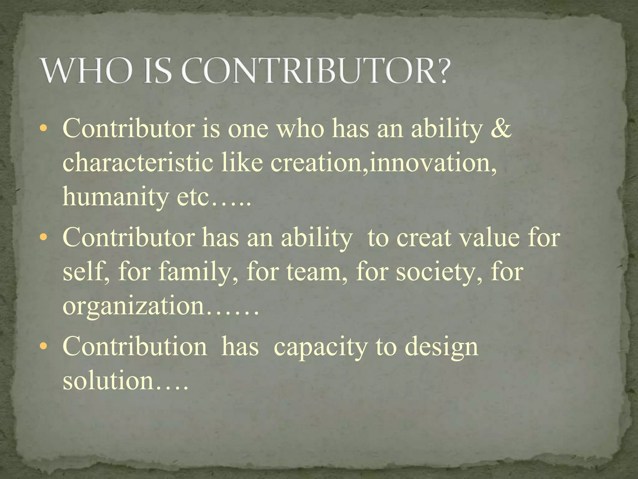 Contributor Personality Development | PPTX