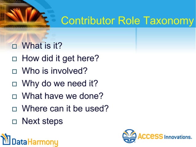 The Contributor Role Taxonomy Project | PPT