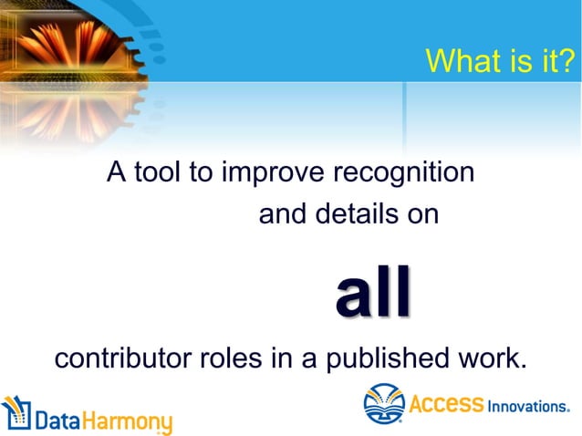 The Contributor Role Taxonomy Project | PPT