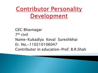 Contributor personality development | PPTX