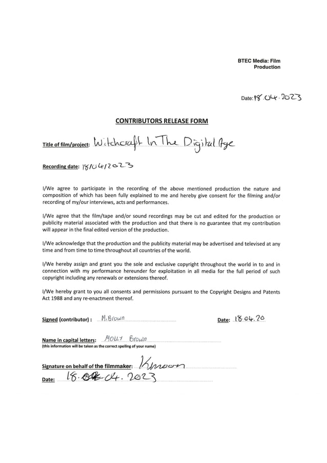 Contributor Release Form Bbc Pdf