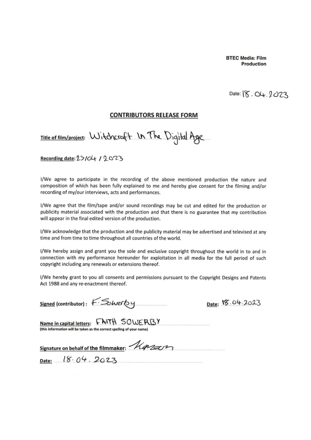 Contributor Release Form Bbc Pdf