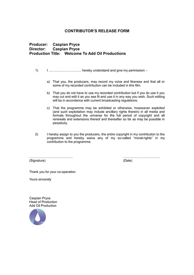 Contributor Release Form | PDF