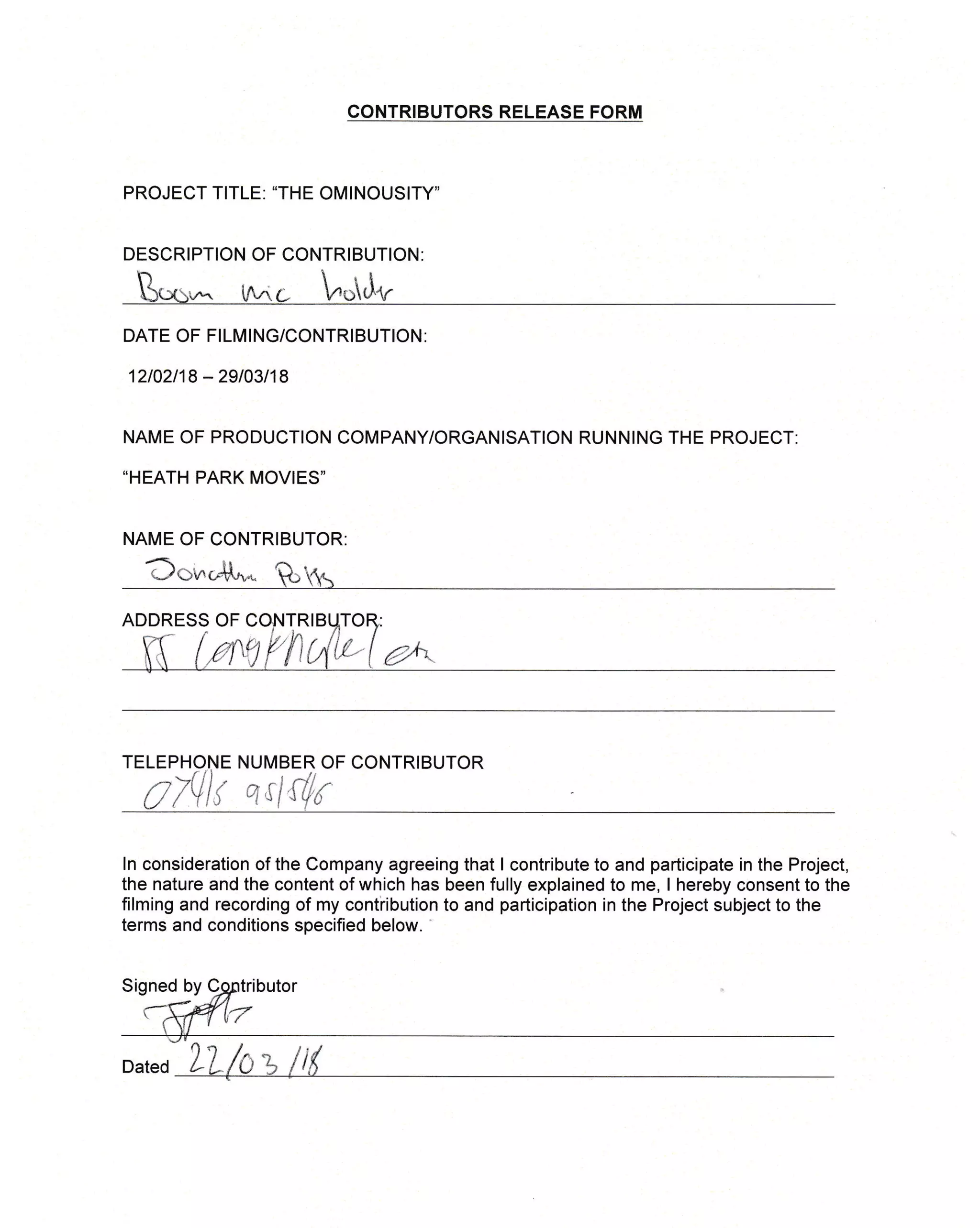 Contributor release forms | PDF