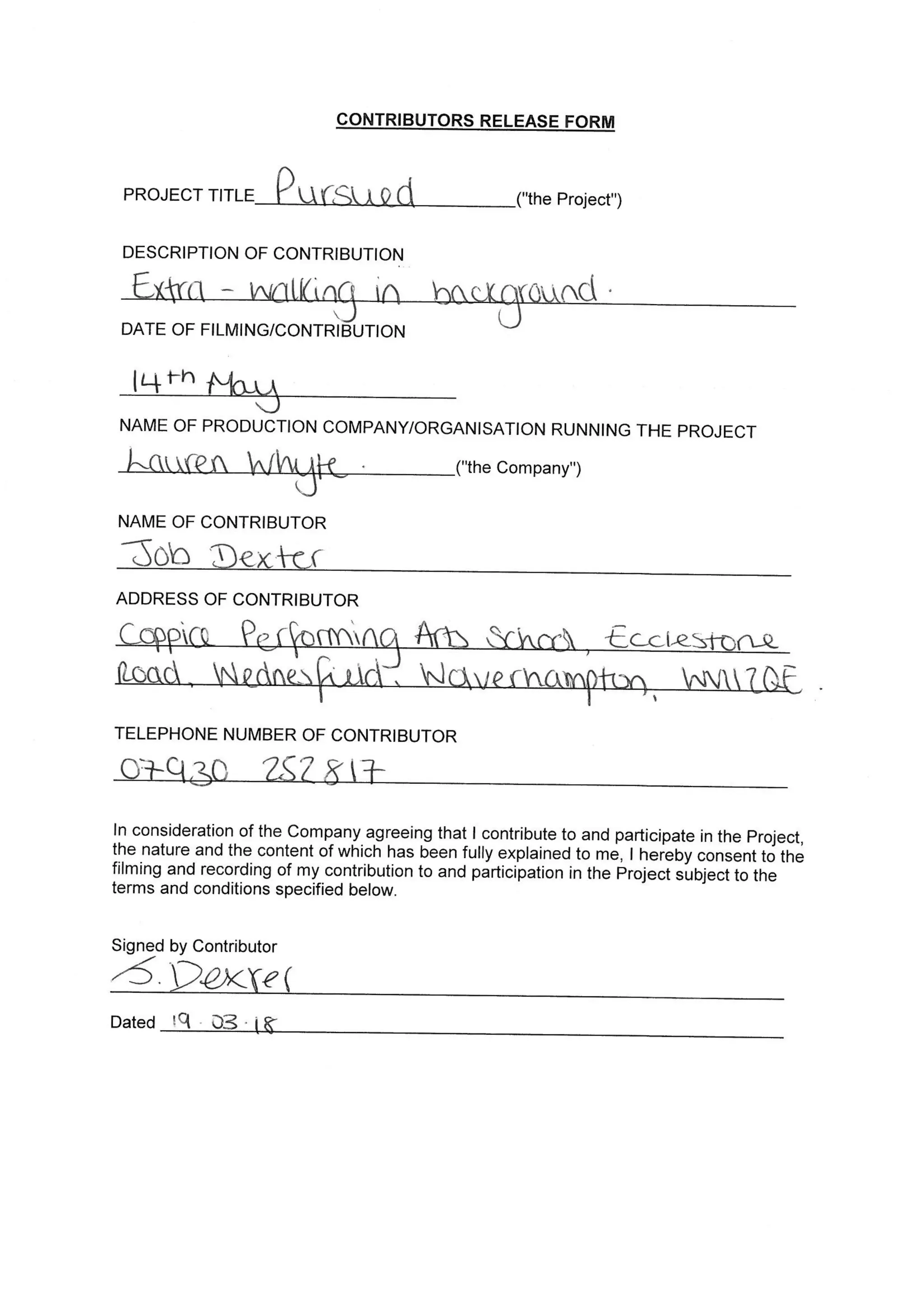 Contributor release form scan | PDF