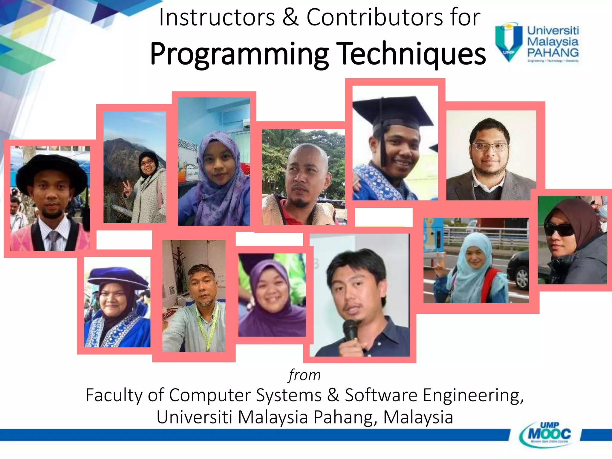 Contributors for MOOC - Programming Techniques | PPT