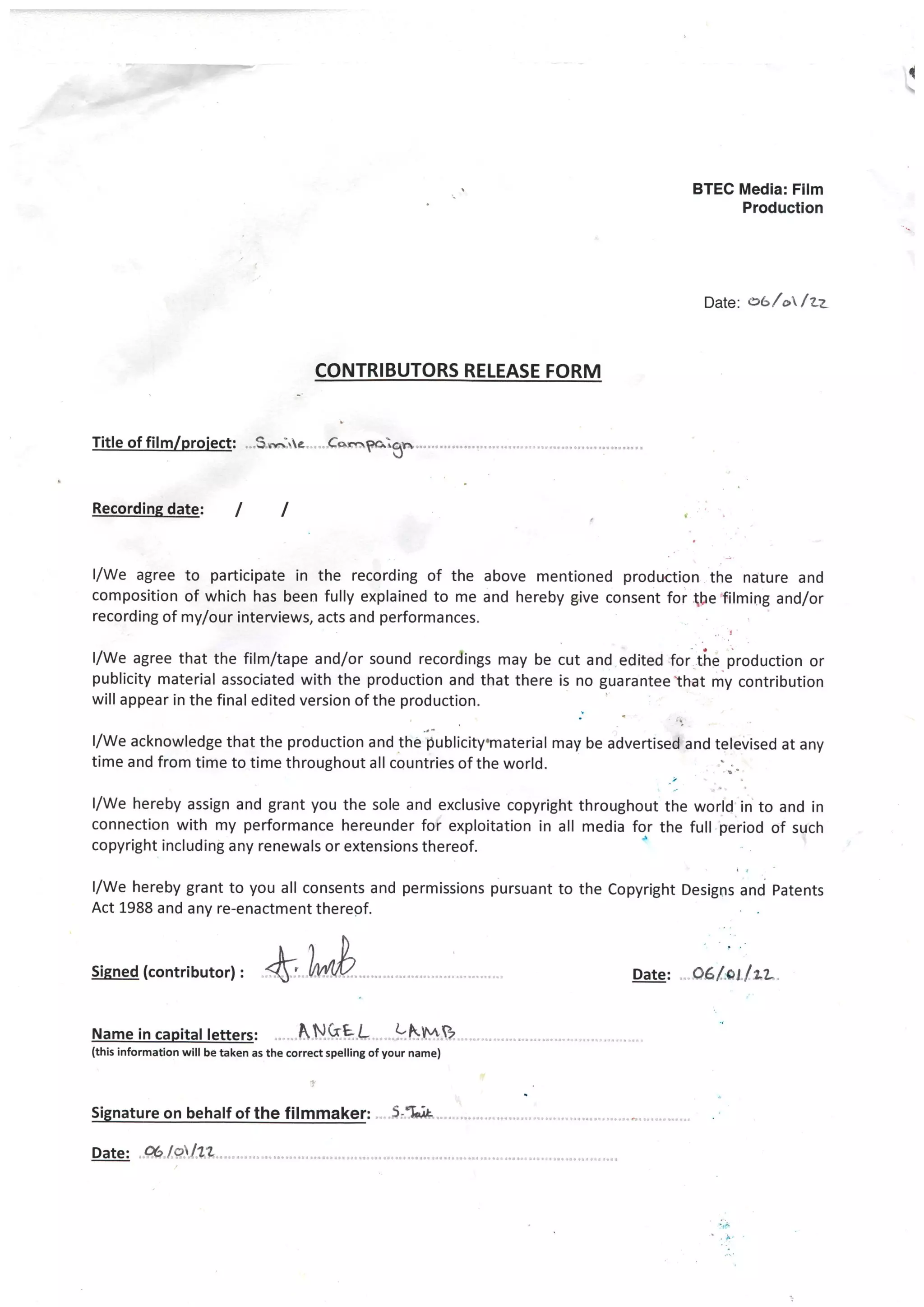 Contributors release form | PDF